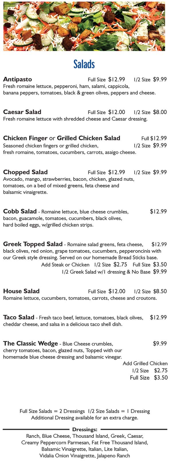 Our Menu | Taste of Buffalo Pizzeria