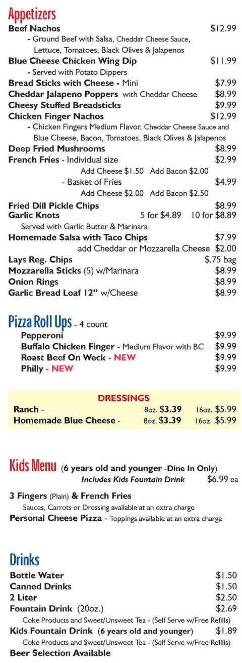 Our Menu | Taste of Buffalo Pizzeria